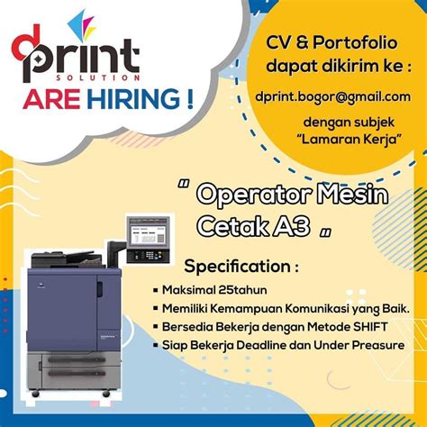 Lowongan Kerja Operator Mesin Cetak A3 AtmaGo