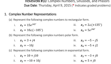 solved 1 complex number representations a represent th