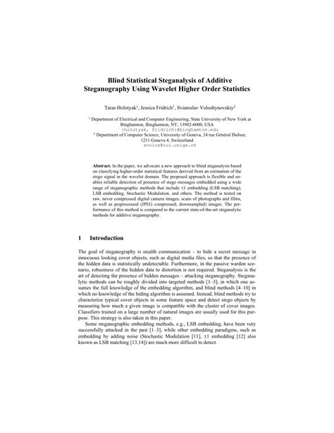pdf blind statistical steganalysis of additive steganography using wavelet higher order statistics