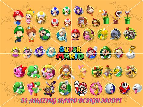Super Mario Bundle Characters Png 54pcs Super Mario Png Super Mario
