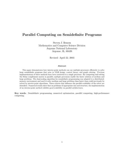 parallel computing on semidefinite programs