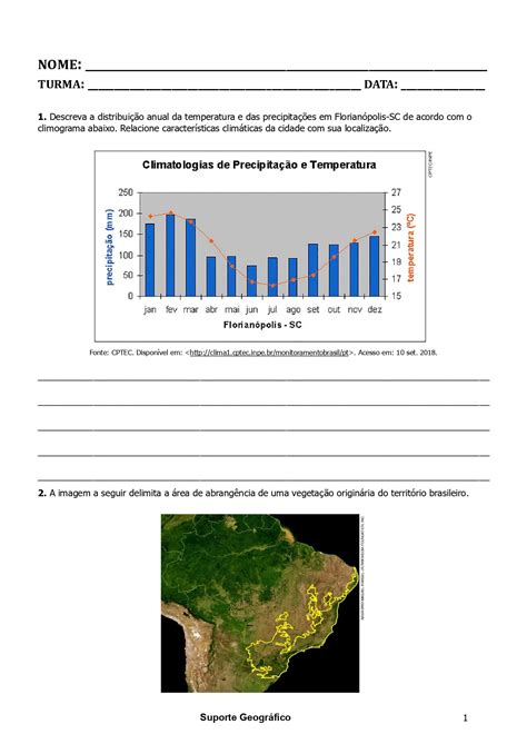 Avaliação de Geografia 6º Ano Habilidades EF06GE03 EF06GE05 e