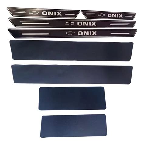Kit Soleira Onix Das Portas 8 Peças Adesivas Protetor Preto
