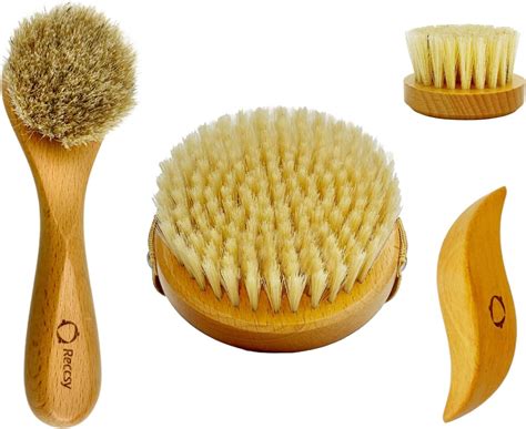 Amazon Csm Dry Brushing Body Brush Set Natural Bristle Body