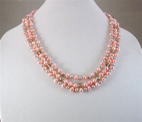Collar de perlas y cristales de 3 hilos Etsy México