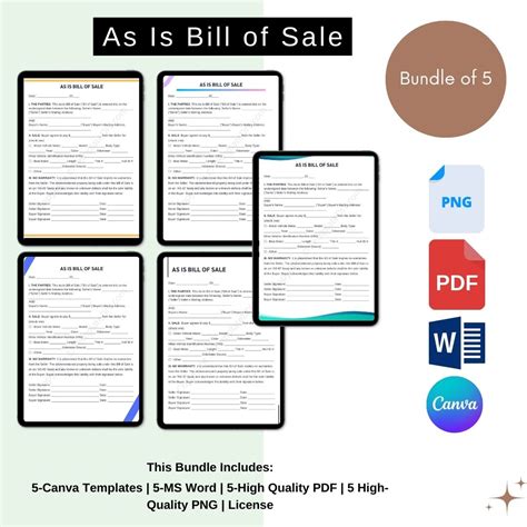 As Is Bill Of Sale Form Template Printable In PDF Word