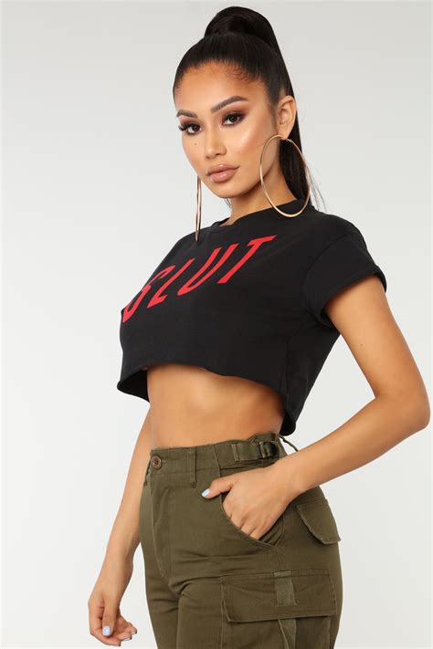 Slut Crop Top Blackred
