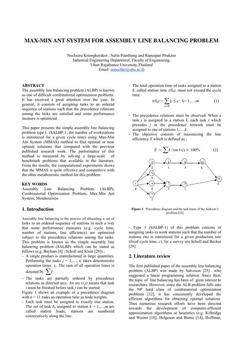 pdf max min ant system for assembly line balancing problem