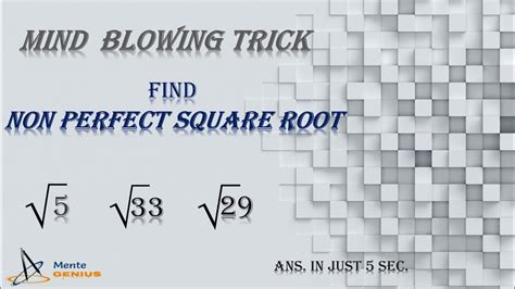 NON PERFECT SQUARE ROOT How To Find Imperfect Square Root Quick