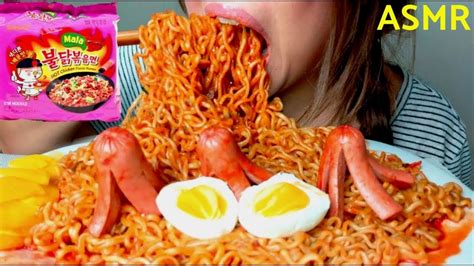 No Talking ASMR Samyang 4x MALA Spicy FIRE Noodles Challenge 먹방