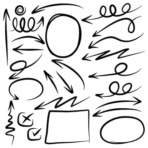 Conjunto de flechas dibujadas a mano doodle elementos de diseño