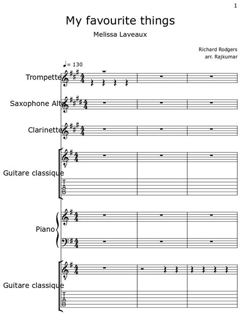My Favourite Things Sheet Music For Trumpet Alto Saxophone Clarinet