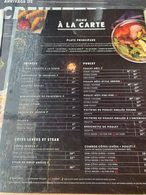 Menu at Rôtisserie St Hubert BBQ Val d Or 3e Avenue