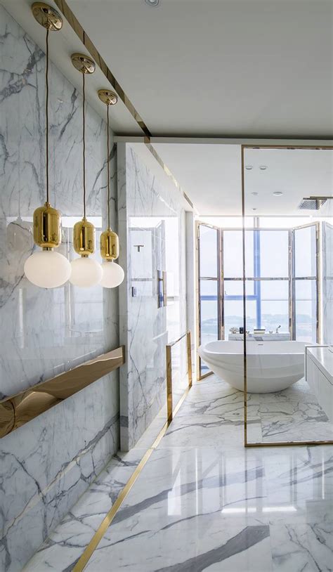 18 Gorgeous Marble Bathrooms With Brass Gold Fixtures
