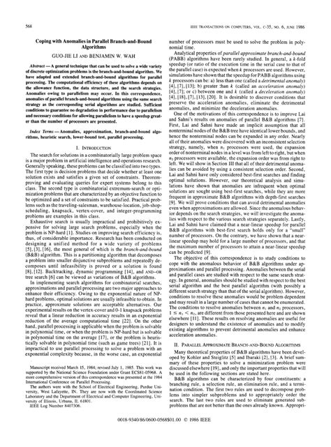 pdf coping with anomalies in parallel branch and bound algorithms