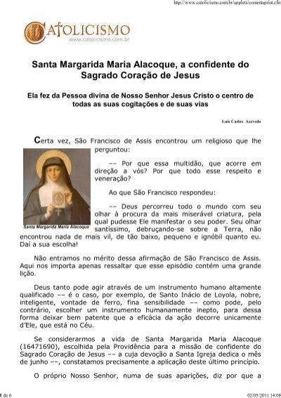 Santa Margarida Maria Alacoque a confidente do Sagrado Coração