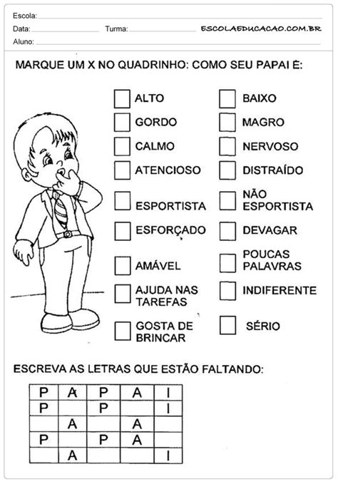 Atividades E Mensagens Para O Dia Dos Pais Para Imprimir