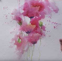 Watercolor Painting Of Pink Flowers On White Paper