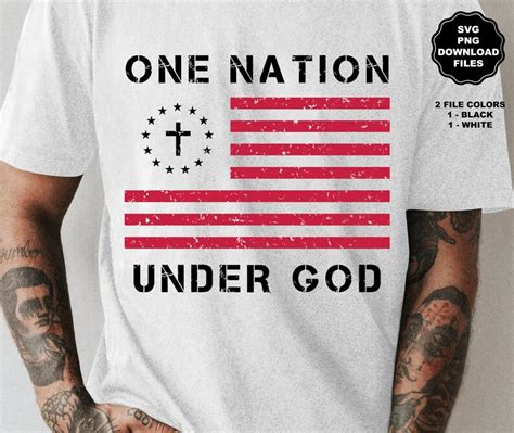 One Nation Under God American Flag Cross SVG Patriotic Etsy