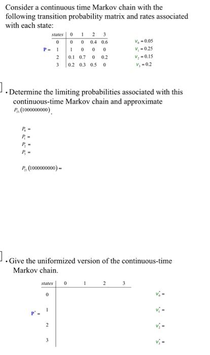 consider a continuous time markov chain with the