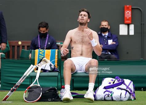 Cameron Norrie Takes A Break On Court 2 On Day Three Of Wimbledon At