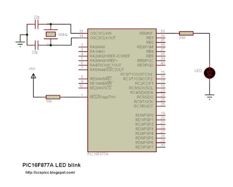 pic16f877a blinking an led with ccs c compiler