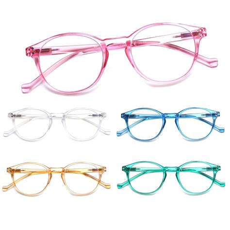 JOSCHOO 5 Pack Reading Glasses For Women Fashion Color Round Reader 150