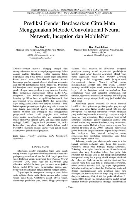 pdf prediksi gender berdasarkan citra mata menggunakan metode convolutional neural network