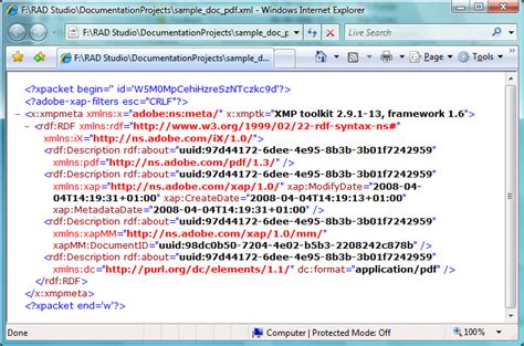 how to extract xmp metadata of a pdf document