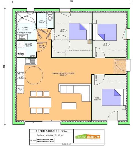 Plan Maison Carr E M Chambres Home Alqu