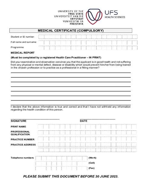 Fillable Online Medical Certificate Compulsory Fax Email Print