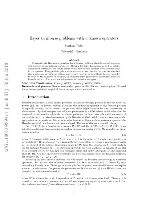 bayesian inverse problems with unknown operators deepai