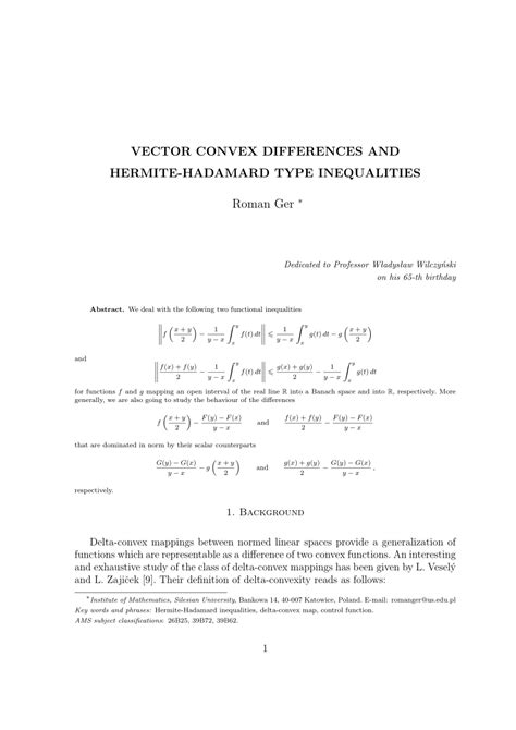 pdf vector convex differences and hermite hadamard type inequalities