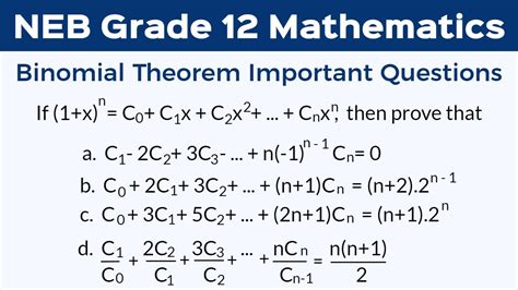binomial theorem properties of binomial coefficient neb class 12 basic maths sajha notes