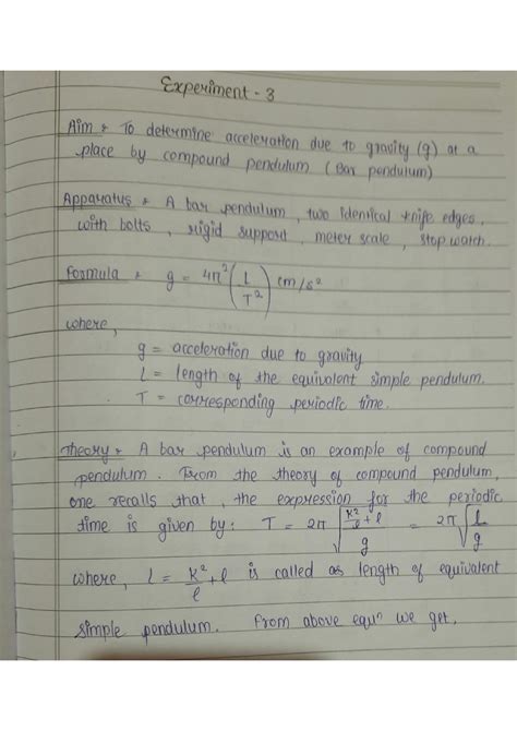 SOLUTION To Determine Acceleration Due To Gravity G At A Place By Bar