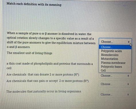 Solved Match Each Definition With Its Meaning Choose Chegg