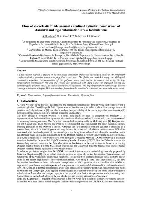 pdf flow of viscoelastic fluids around a confined cylinder comparison of standard and log