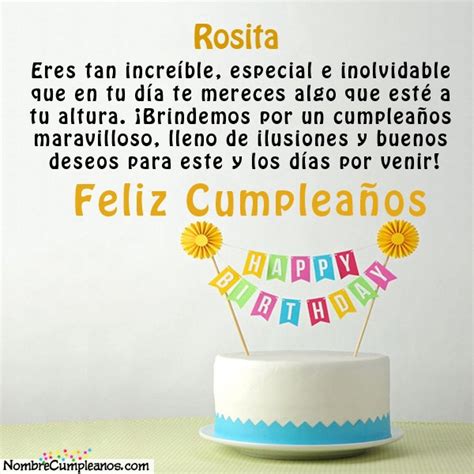 Feliz Cumpleaños Rosita Tartas Tarjetas Deseos