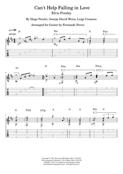 Can T Help Falling In Love Arr Fernando Neves By Elvis Presley Sheet