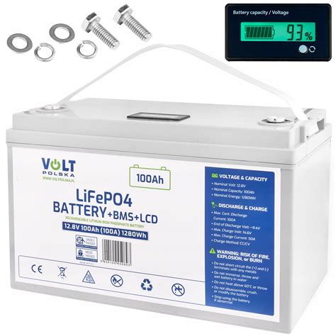 AKUMULATOR LiFePO4 BMS DO ŁODZI PIECA KAMPERA PANELI 100Ah 12V 100A LCD