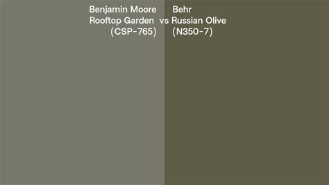 Benjamin Moore Rooftop Garden CSP 765 Vs Behr Russian Olive N350 7