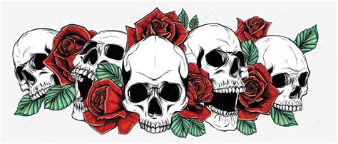Illustration Of A Handdrawn Vintage Tattoo Print Featuring A Skull And