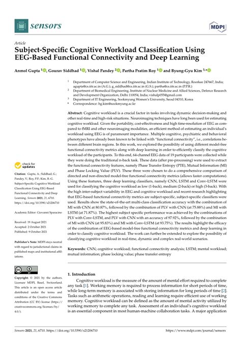 pdf subject specific cognitive workload classification using eeg based functional connectivity