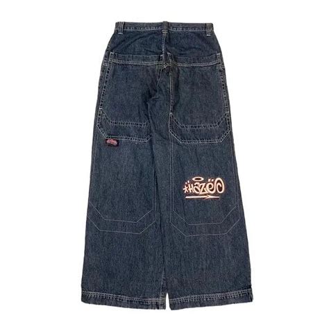 Y2k JNCO Jeans Women Streetwear Hip Hop Letter Print Baggy Jeans Black