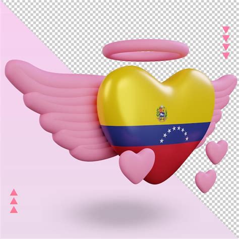 3d Valentine Amam A Bandeira Da Venezuela Renderizando A Vista Esquerda