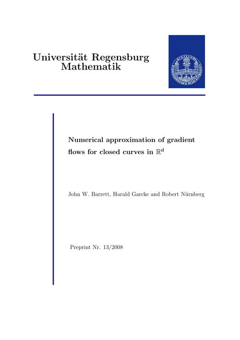 pdf numerical approximation of gradient flows for closed curves in rd
