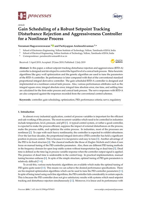 pdf gain scheduling of a robust setpoint tracking disturbance rejection and aggressiveness