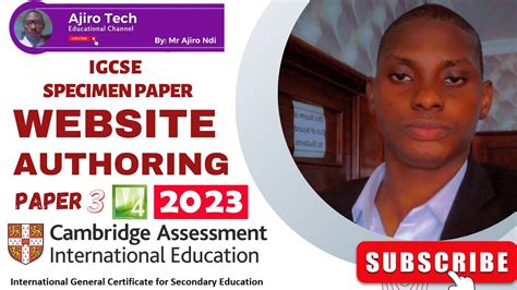 IGCSE ICT Paper 3 Website Authoring Specimen Paper 2023 0417