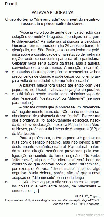 Considere O Trecho Do Texto II Abaixo Colocaram