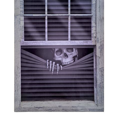 The Holiday Aisle Peeking Skeleton Fake Window Halloween Decoration